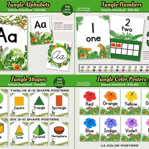Jungle Classroom Decor Bundle: Printable Editable Templates (canva) - Etsy