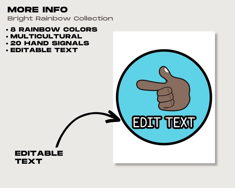 Rainbow Classroom Hand Signal Posters: Editable Decor (digital Download ...