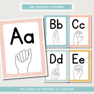 Calm Modern ASL Alphabet Classroom Posters, Neutral A-Z Cursive ...