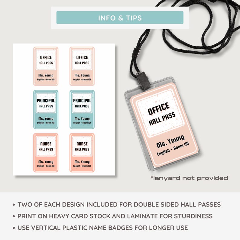 Modern Classroom Hall Passes: Printable, Editable Canva Template ...