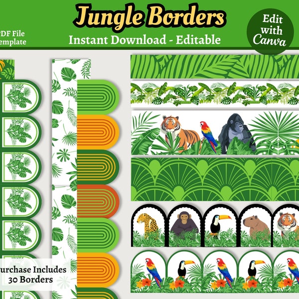 Jungle Calendar Bundle, Editable Calendar Printable, Jungle Animal ...