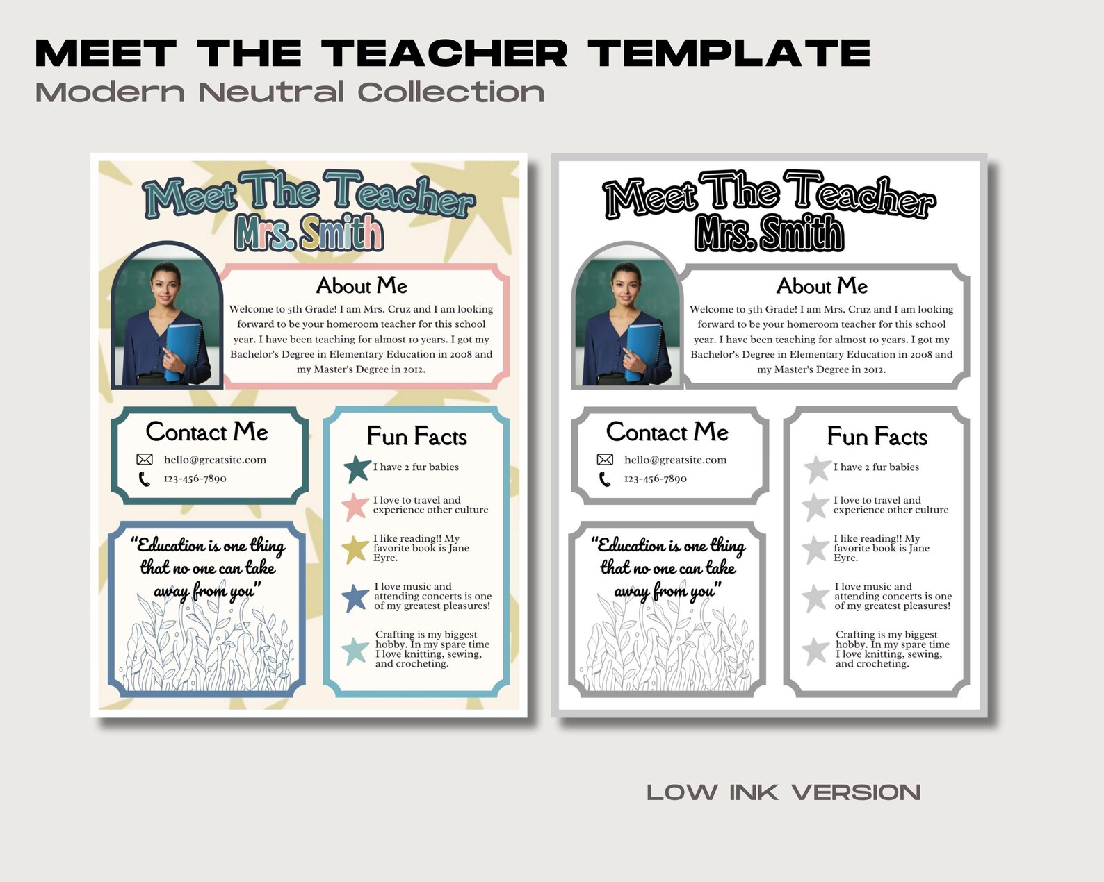 Meet the Teacher Template, Printable & Editable Teacher Introduction ...