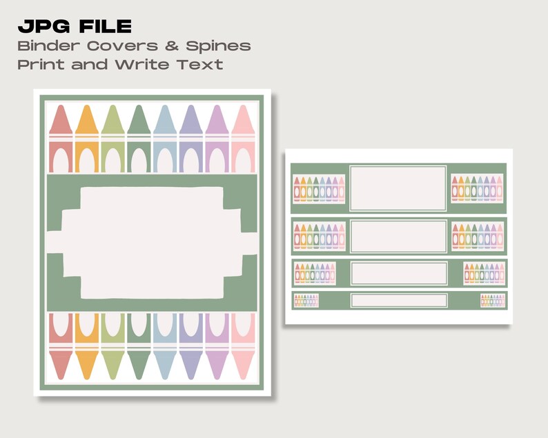 Boho Rainbow Crayon Binder Covers & Spines, Editable Binder Covers ...