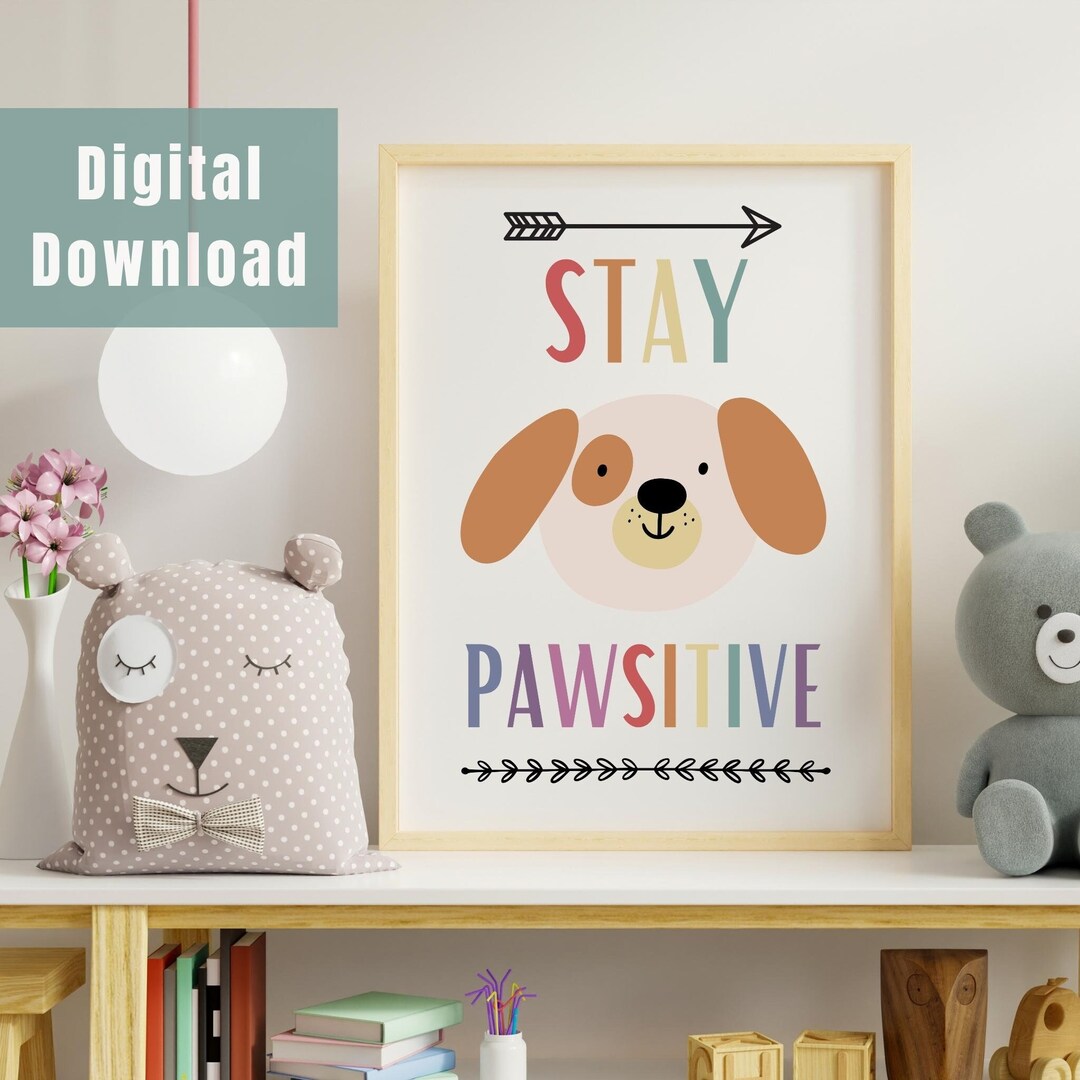 Boho Dog Pun Poster, Classroom Animal Wall Art, Kids Retro Bedroom Art ...