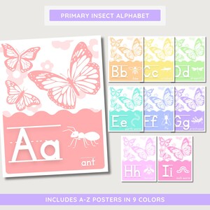 Pastel Butterfly Alphabet Posters, A-Z Cursive Printable & Editable ...