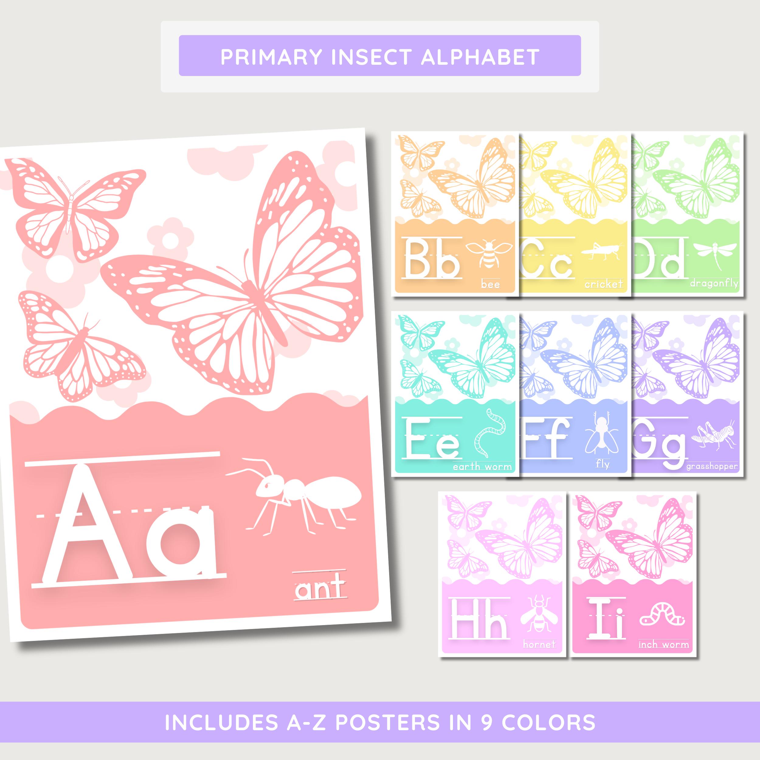 Pastel Butterfly Alphabet Posters: Cursive ABC Printable (canva ...