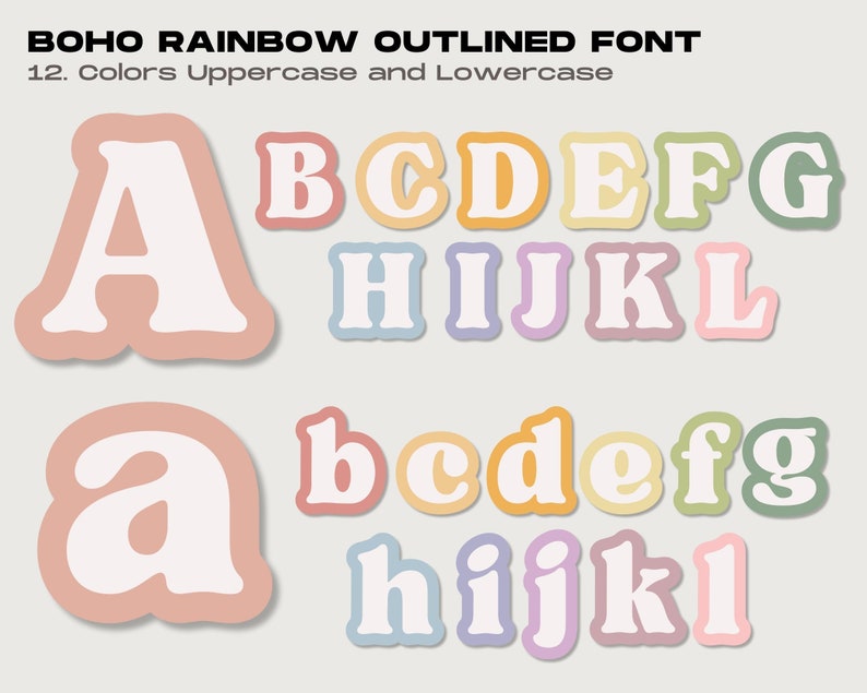 Boho Rainbow Bulletin Board Letters: A-Z Classroom Decor (digital ...