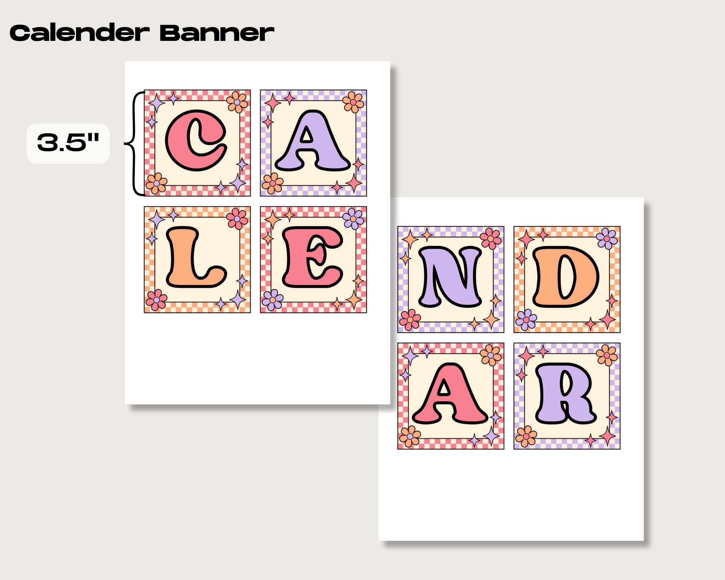 Retro Calendar Bundle, Editable Complete Calendar, Weather Station ...