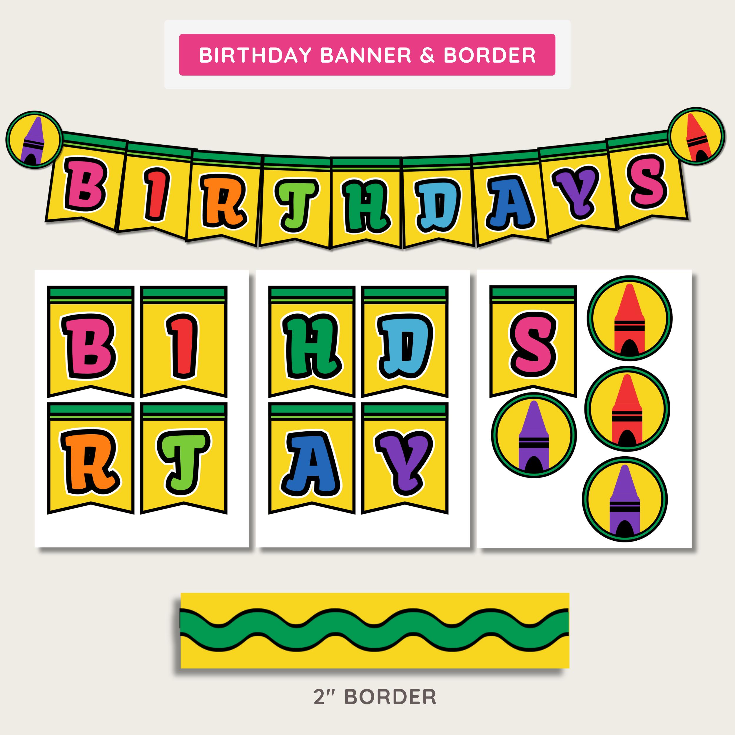 Rainbow Crayon Birthday Bulletin Board Kit, Printable & Editable ...