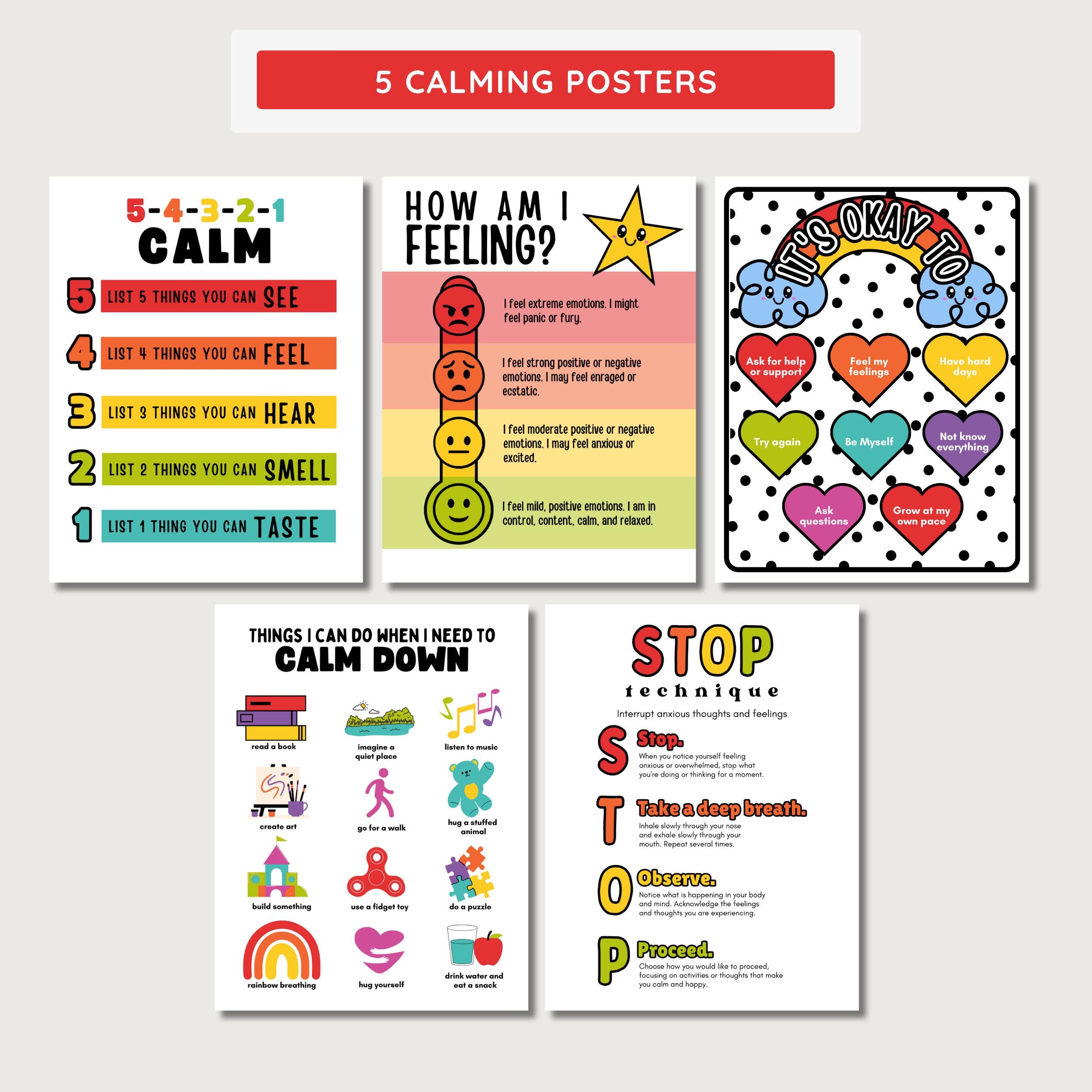 Rainbow Classroom Calming Corner, Printable & Editable Breathing ...