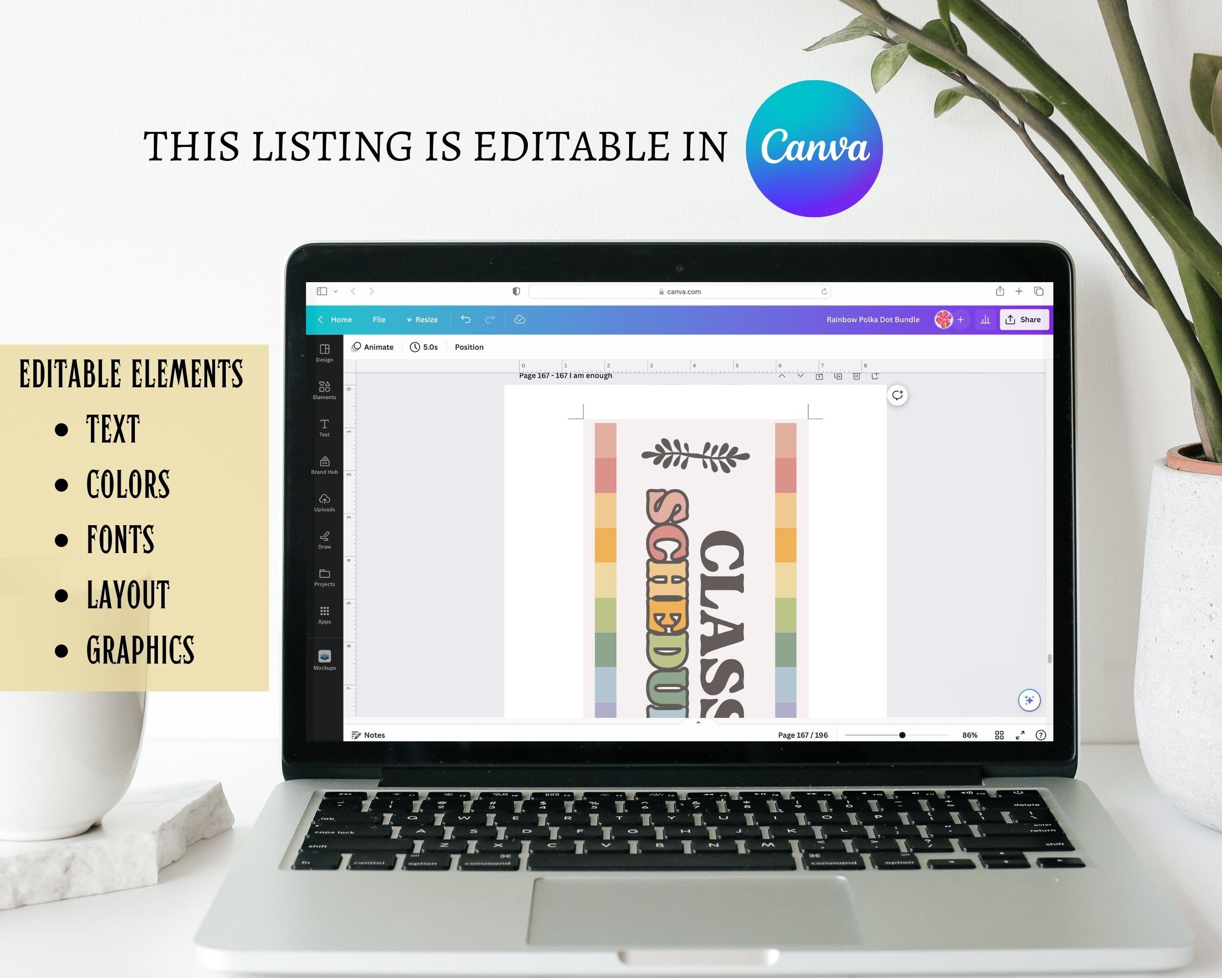 Classroom Schedule Editable Canva Template Boho Elementary - Etsy