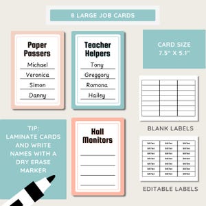 Calm Modern Classroom Jobs Display, Printable & Editable Student ...
