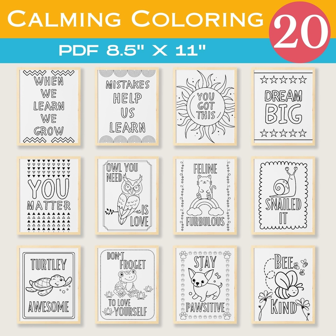20 Calming Coloring Pages, School Counselor Activity Pages, Feelings ...