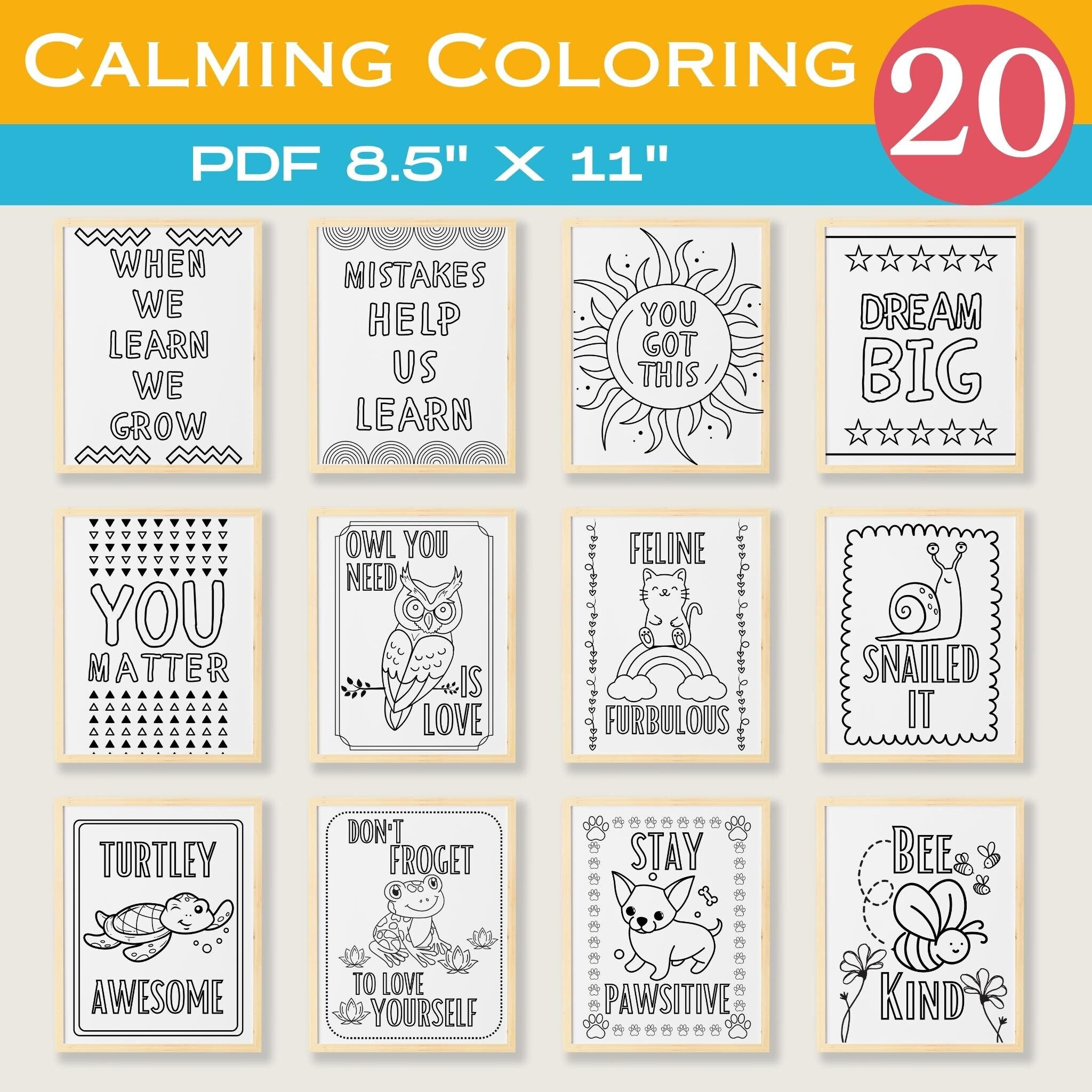 20 Calming Coloring Pages, School Counselor Activity Pages, Feelings ...