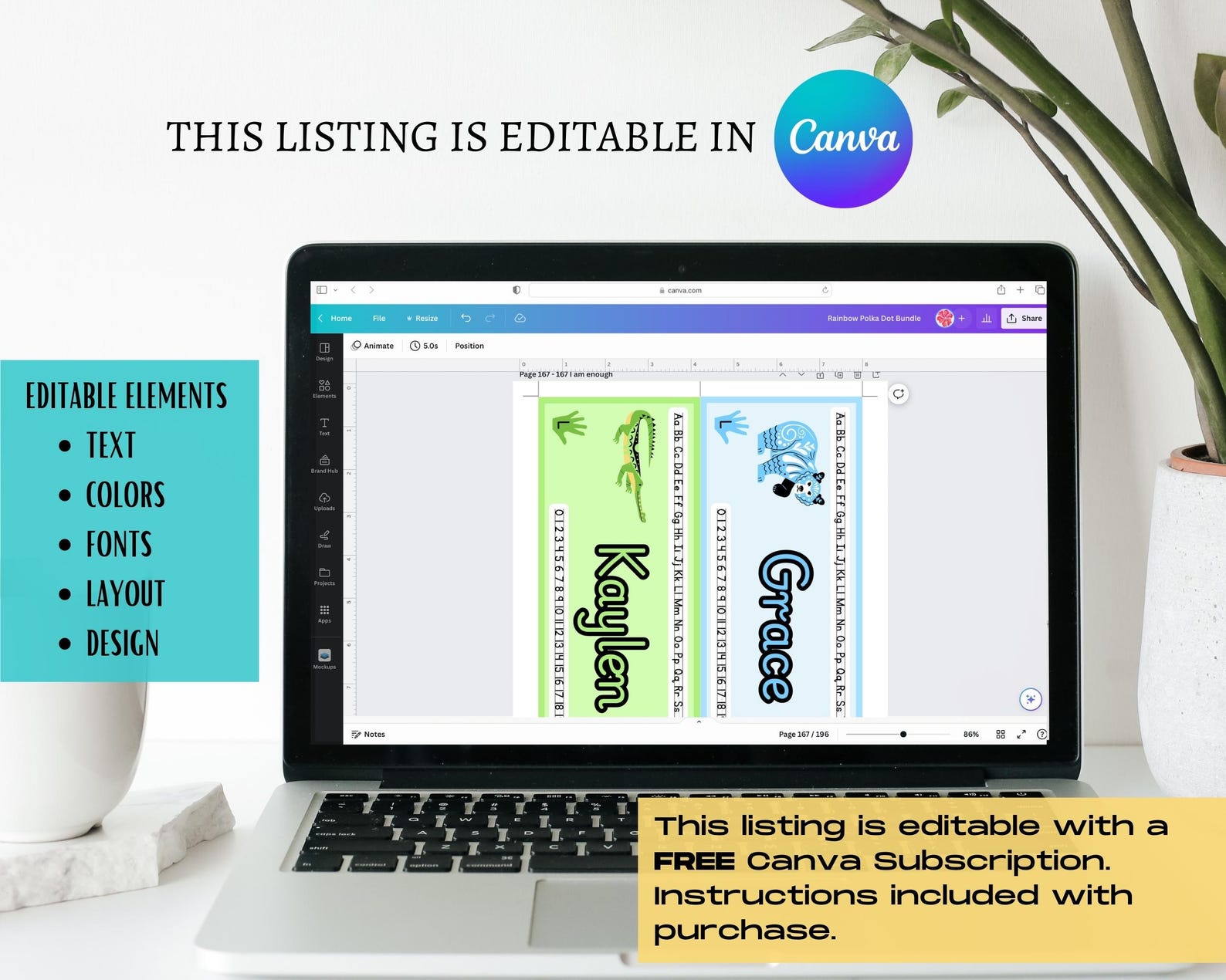 Rainbow Student Name Plate Template, Printable Editable Classroom Desk ...