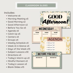 Boho Classroom Slides, Editable Daily Slides for Teachers, Neutral Back ...
