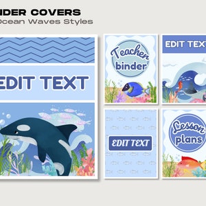 Ocean Theme Binder Covers and Spines, Printable & Editable Teacher ...