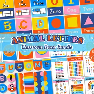Animal Letters Classroom Decor Bundle, Editable Classroom Decor, Canva ...