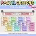 Pastel Crayon Flip Calendar: Printable Classroom Decor (canva Template ...