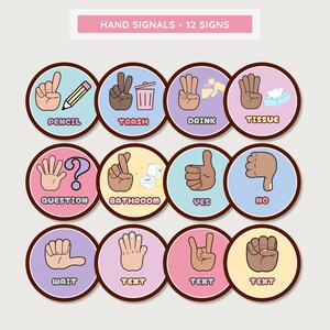 Pastel Classroom Hand Signal Signs: Editable Canva Template (digital ...