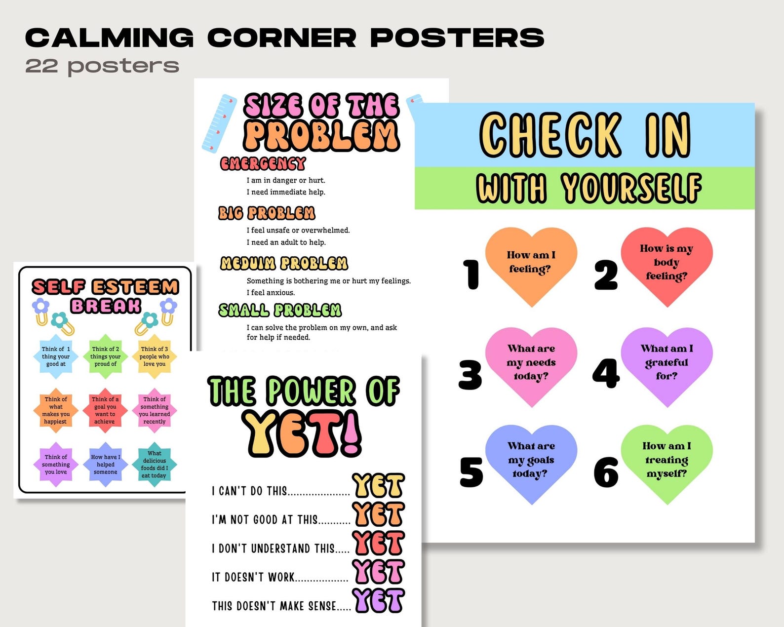 Rainbow Calming Corner Posters, Printable & Editable Breathing ...