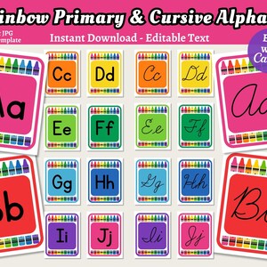 Rainbow Crayons Alphabet Bundle Editable Classroom Alphabet - Etsy