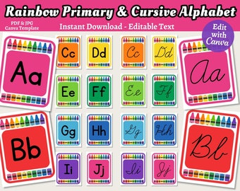 Bright Rainbow Color Posters Color Flash Cards Editable - Etsy