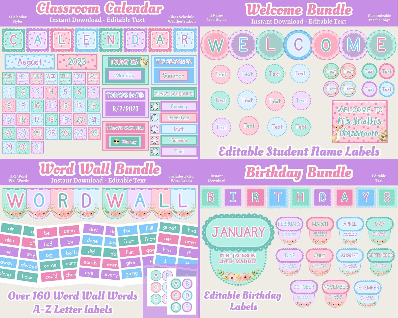 Woodland Animals Classroom Decor Bundle, Editable School Decor, Teacher ...