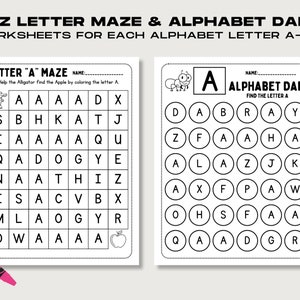 Alphabet Worksheets Bundle, Kindergarten A-Z Letter Printable, ABC ...