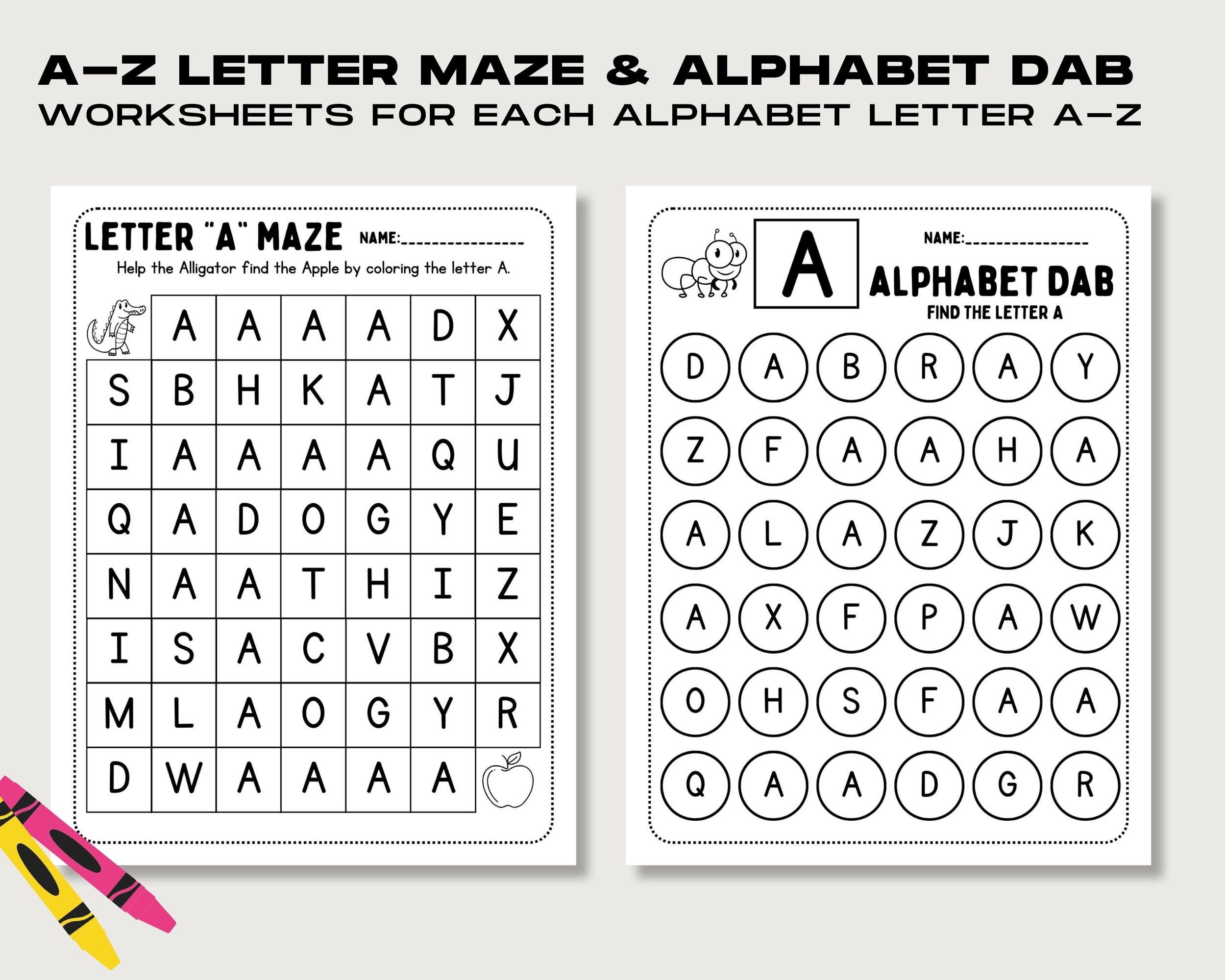Alphabet Worksheets Bundle Kindergarten A-Z Letter Printable - Etsy