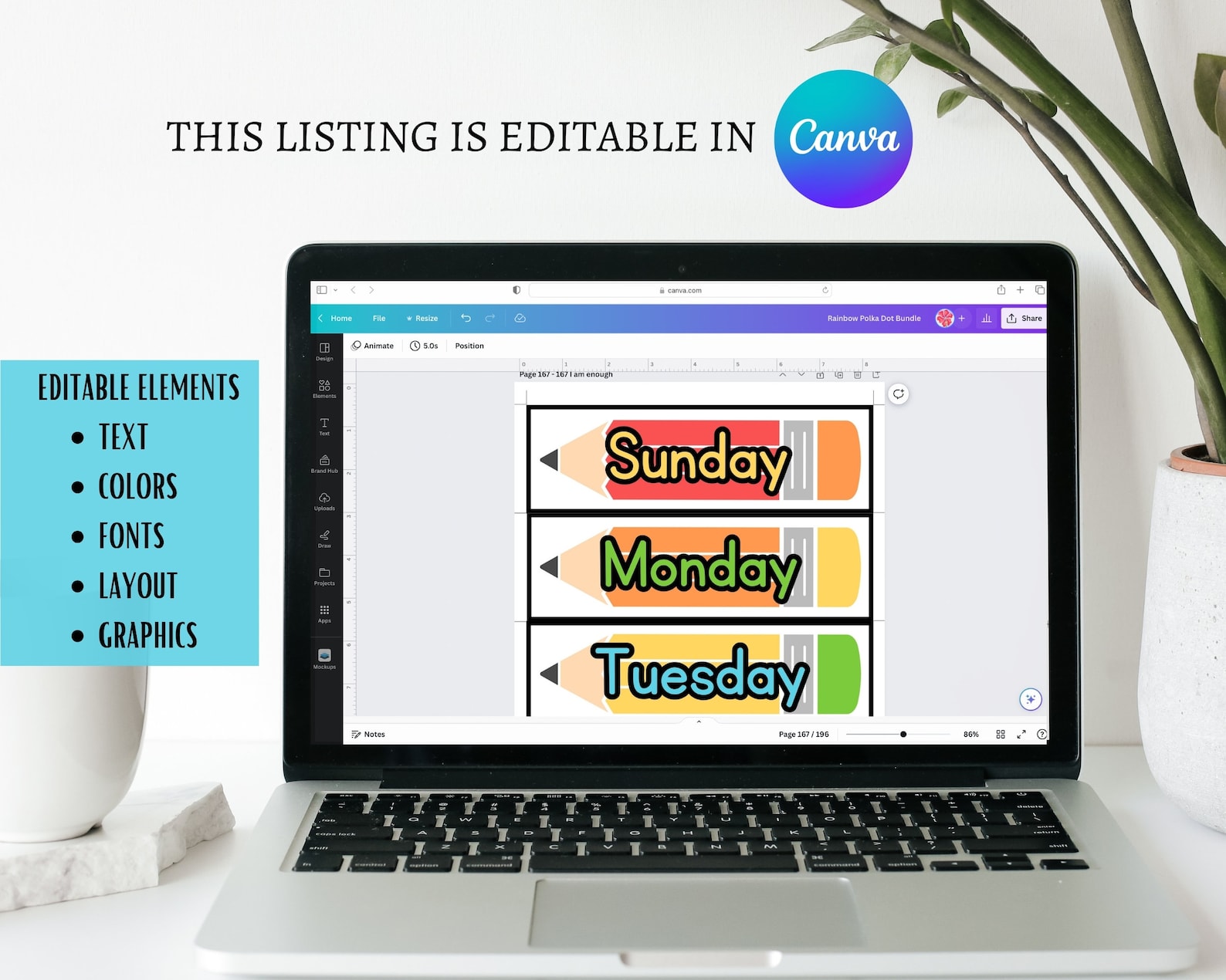 Bright Rainbow Flip Calendar, Editable Classroom Calendar, Kindergarten ...