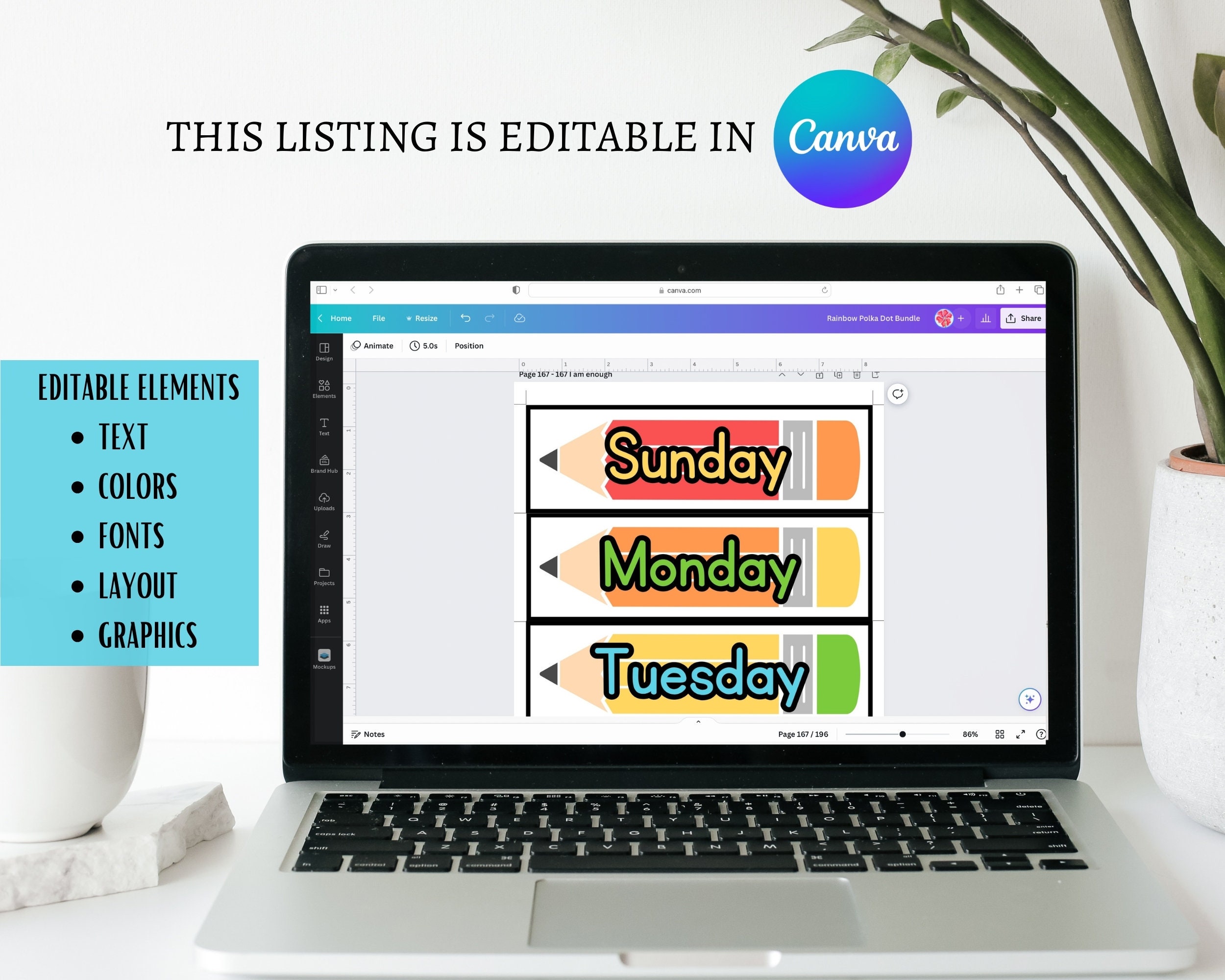 Bright Rainbow Flip Calendar, Editable Classroom Calendar, Kindergarten ...