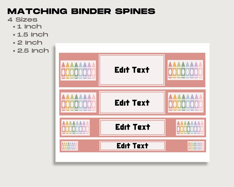 Boho Rainbow Crayon Binder Covers & Spines, Editable Binder Covers ...