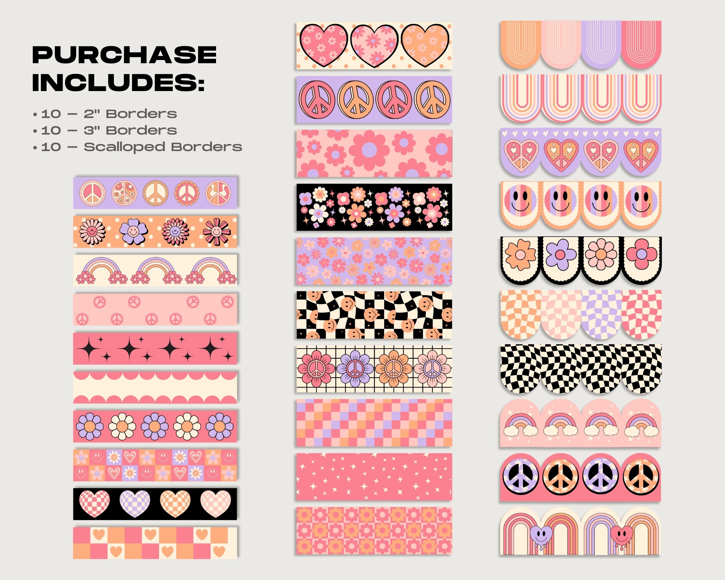 Retro Bulletin Borders, Printable & Editable Bulletin Borders, Retro ...