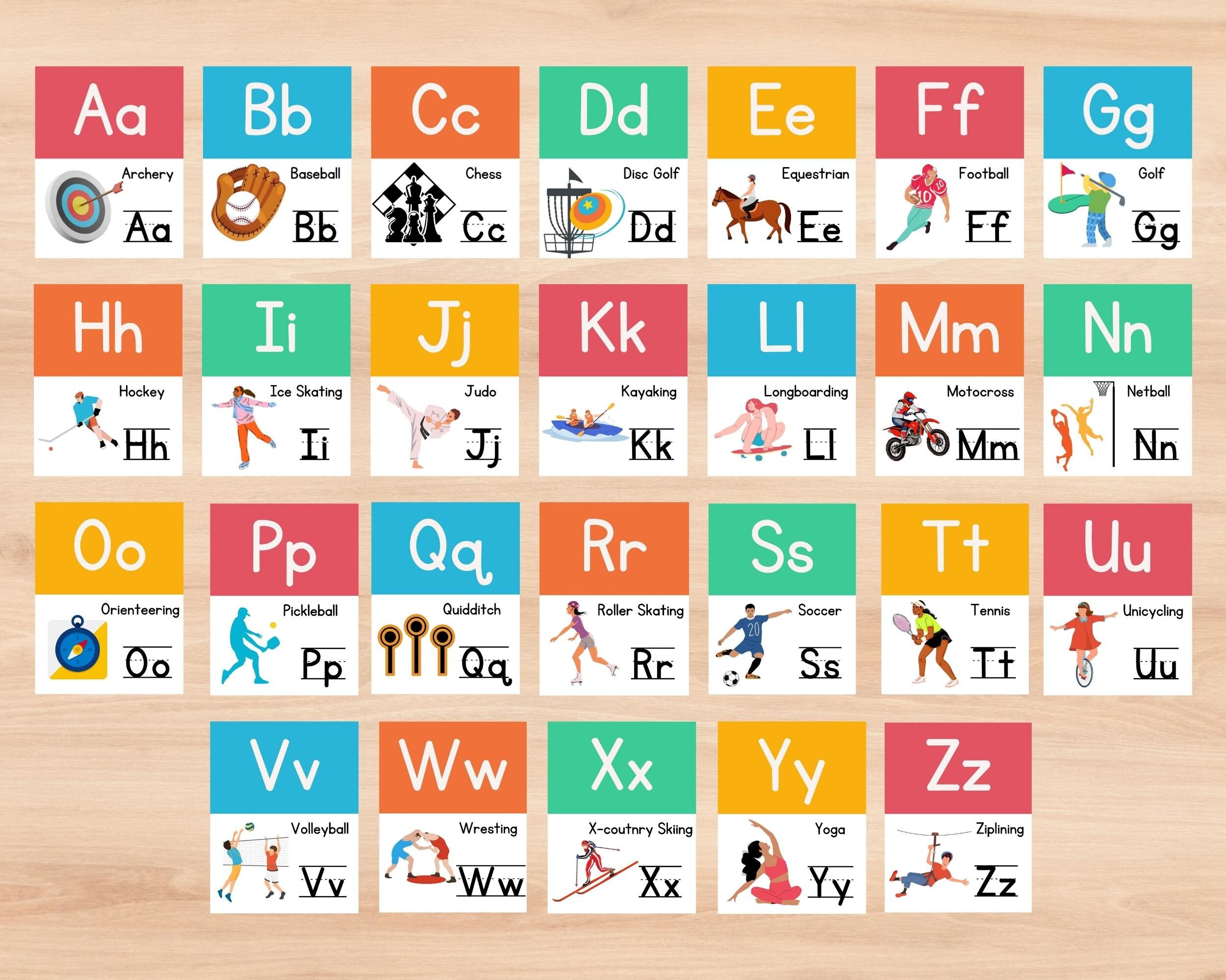 Sports Alphabet Posters, PE Teacher A-Z Posters, Gender Neutral ...