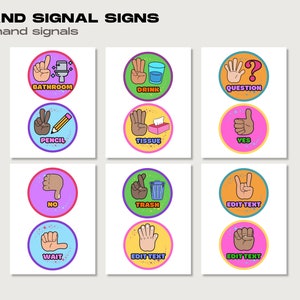 Hand Signal Classroom Signs, Printable & Editable Hand Signal Posters ...