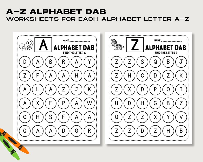 Letter Maze & Alphabet Dab Printable, 52 Alphabet Worksheets, Toddler ...