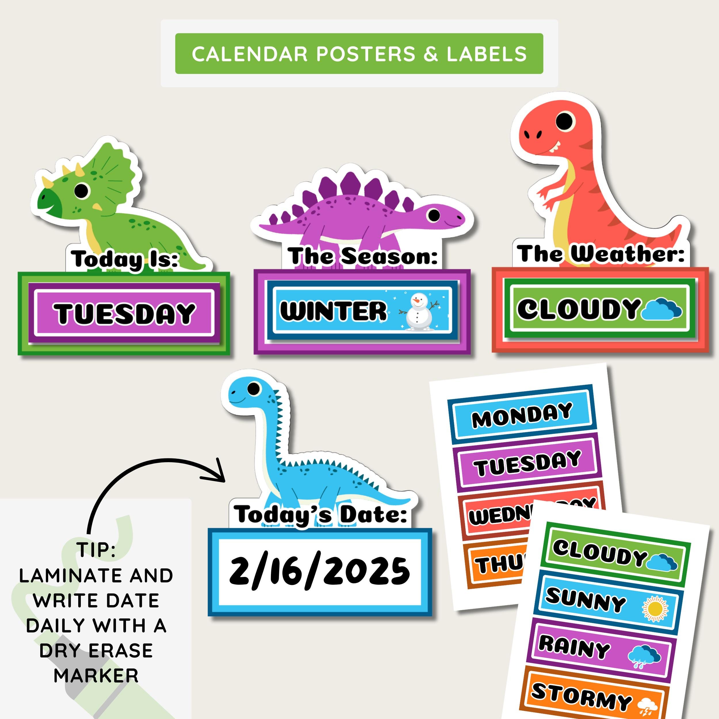 Dinosaur Classroom Calendar Kit: Editable Printable Theme (canva ...