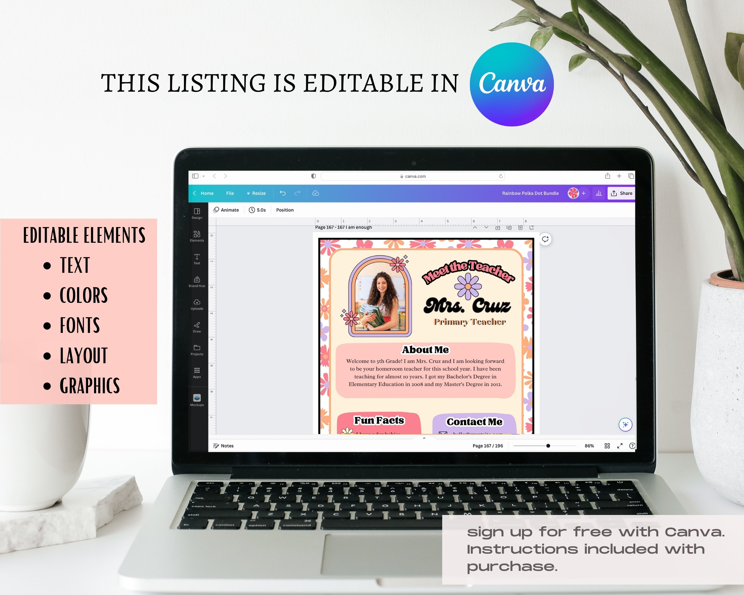 Retro Meet the Teacher Printable, Editable Teacher Introduction Letter ...