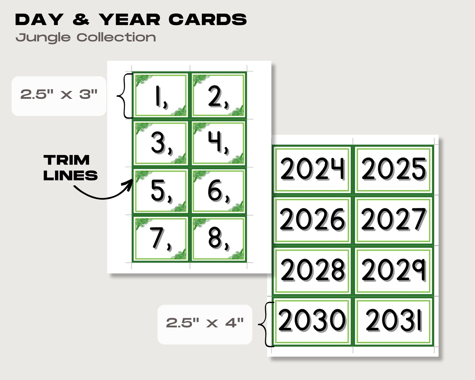 Jungle Flip Calendar, Hanging Calendar Display, Editable Calendar ...