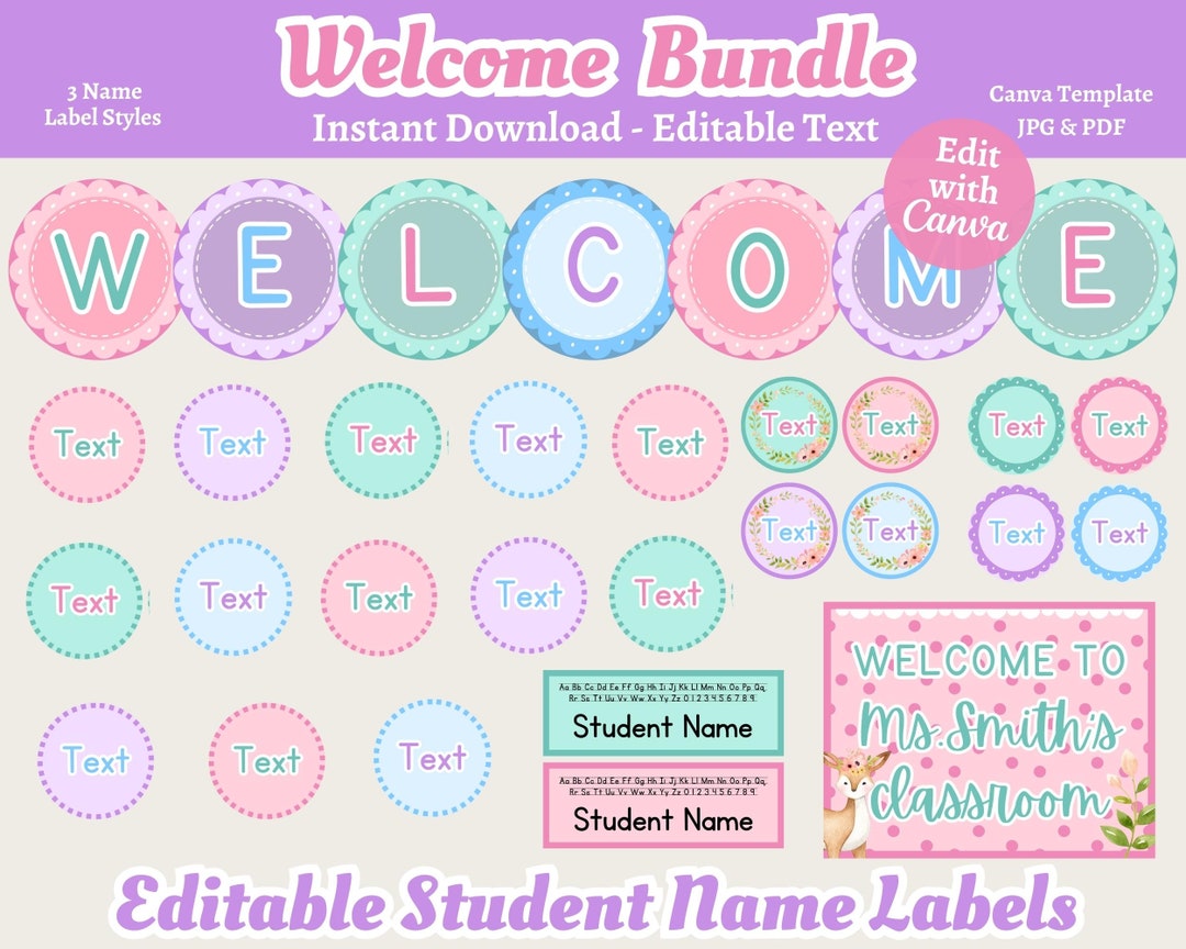 Pastel Welcome Bundle, Editable Printable Classroom Decor, Teacher ...