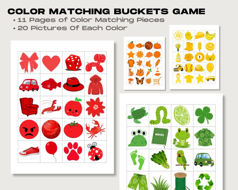 Color Matching Activity for Kids, Color Sorting Game, Printable ...
