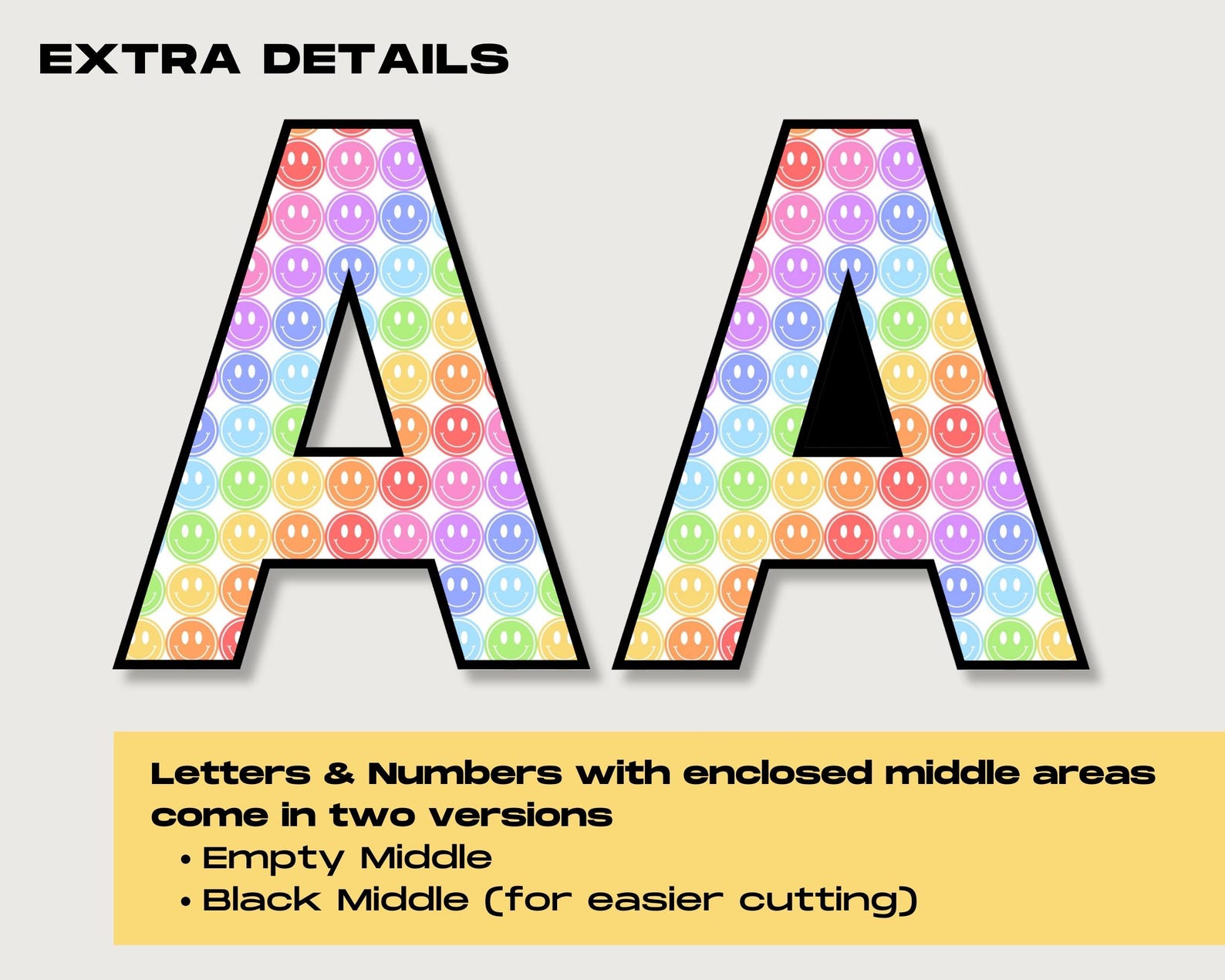 Rainbow Happy Face Bulletin Board Letters, Printable A-Z Display ...