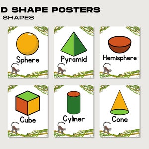 Jungle Shape Posters, Editable 2-D & 3-D Shapes Printables, Basic ...