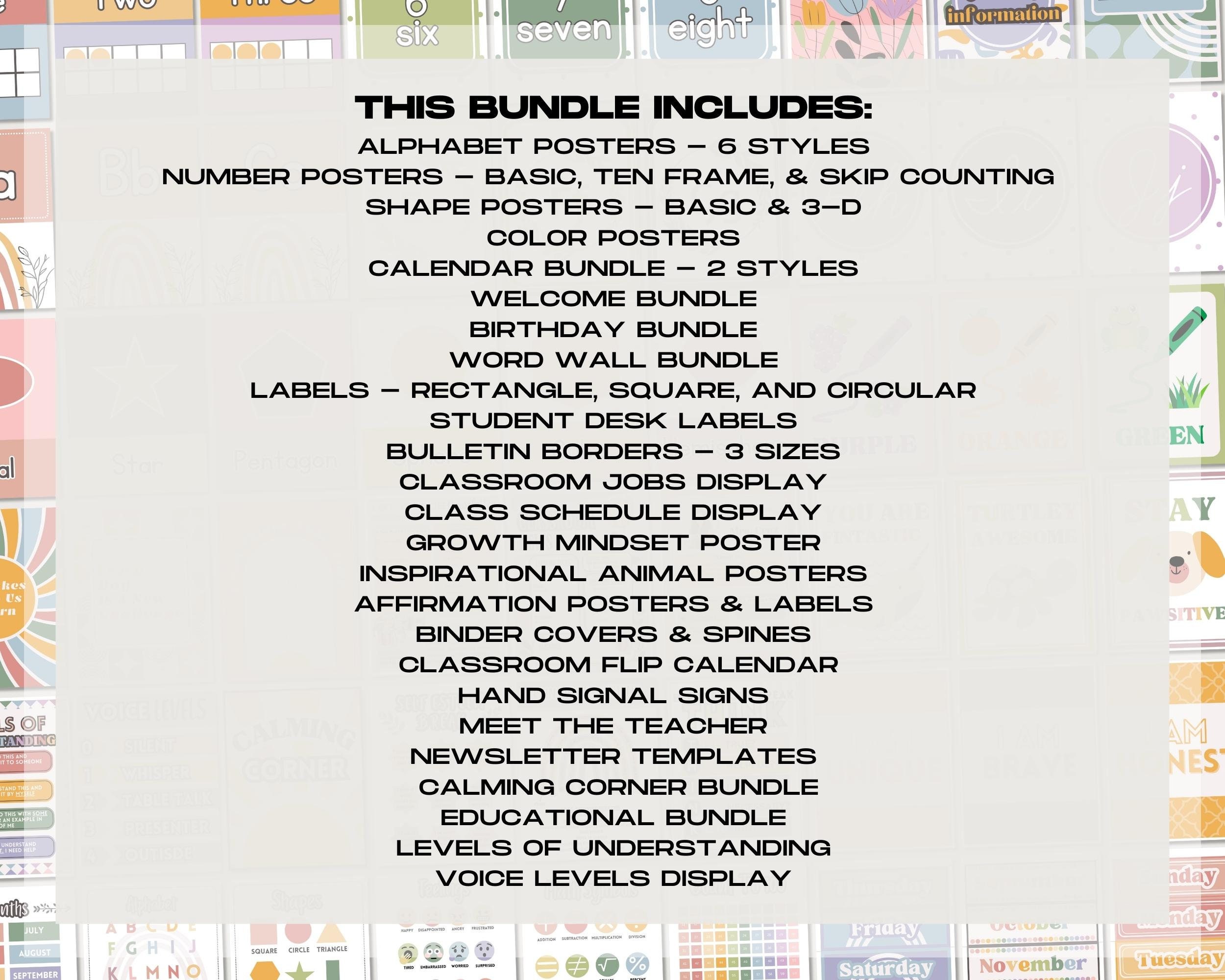 Boho Rainbow Editable Classroom Decor Bundle, Canva Template, Teacher ...