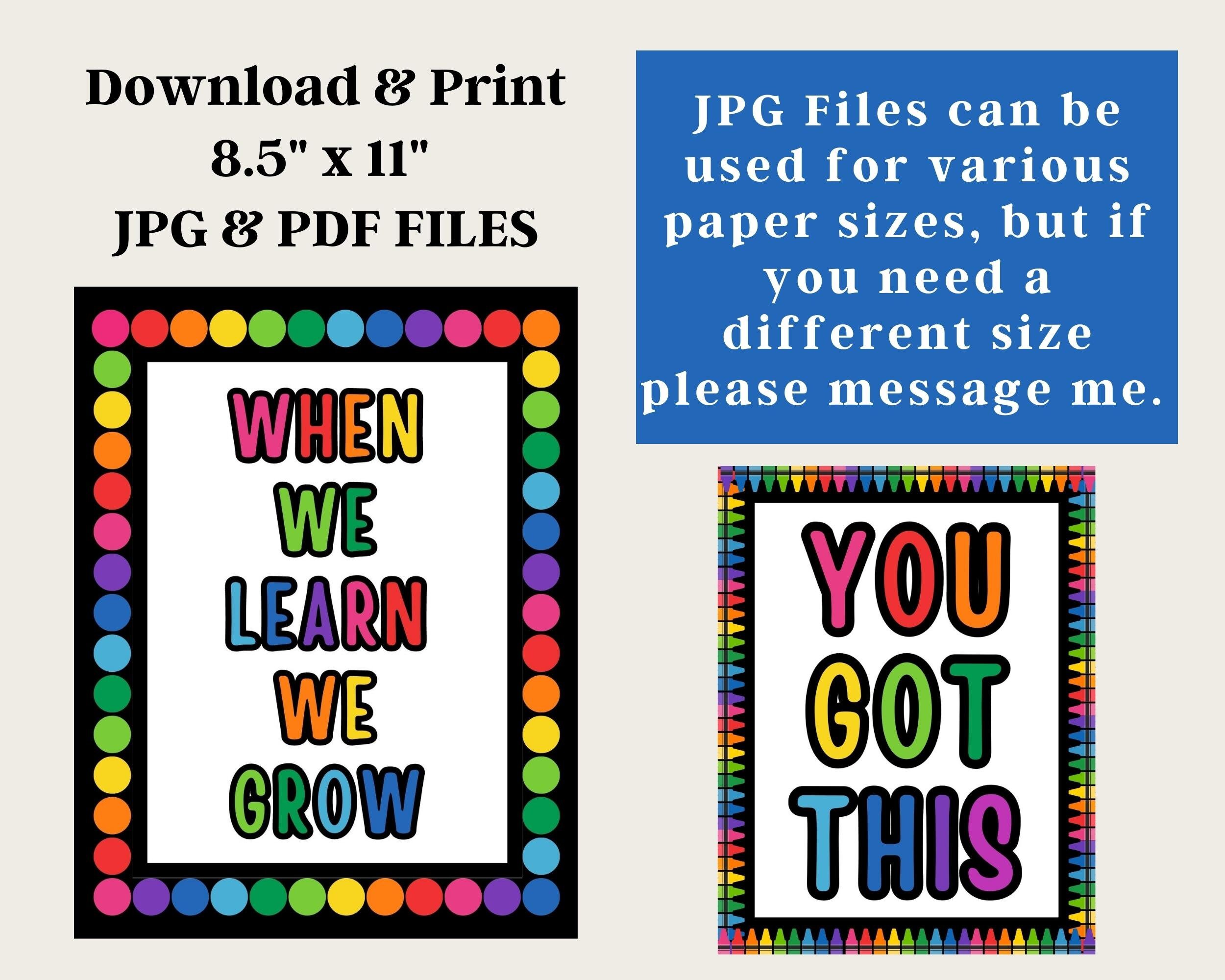 Rainbow Crayon Inspirational Posters Editable Classroom - Etsy