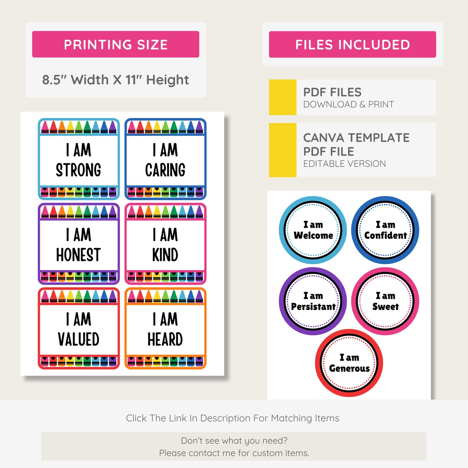 Rainbow Crayon Affirmation Station Kit: Editable Classroom Decor (canva ...