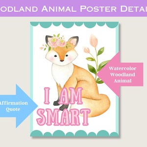 Woodland Animals Affirmation Posters, Watercolor Animal Posters, Girls ...