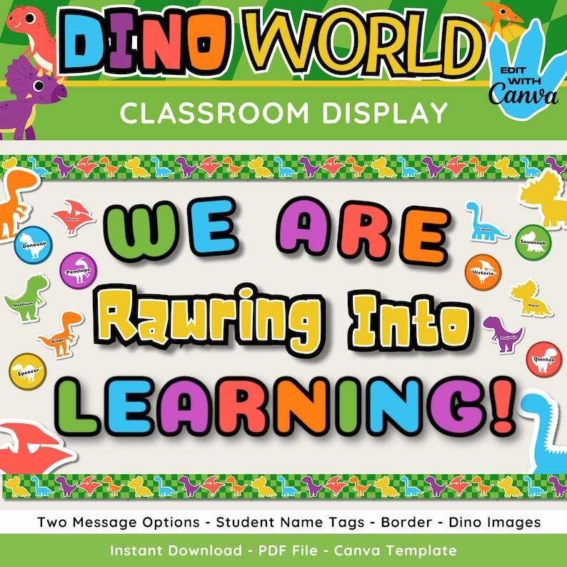Dinosaur Classroom Bulletin Board Display Kit, Teacher Door Welcome ...