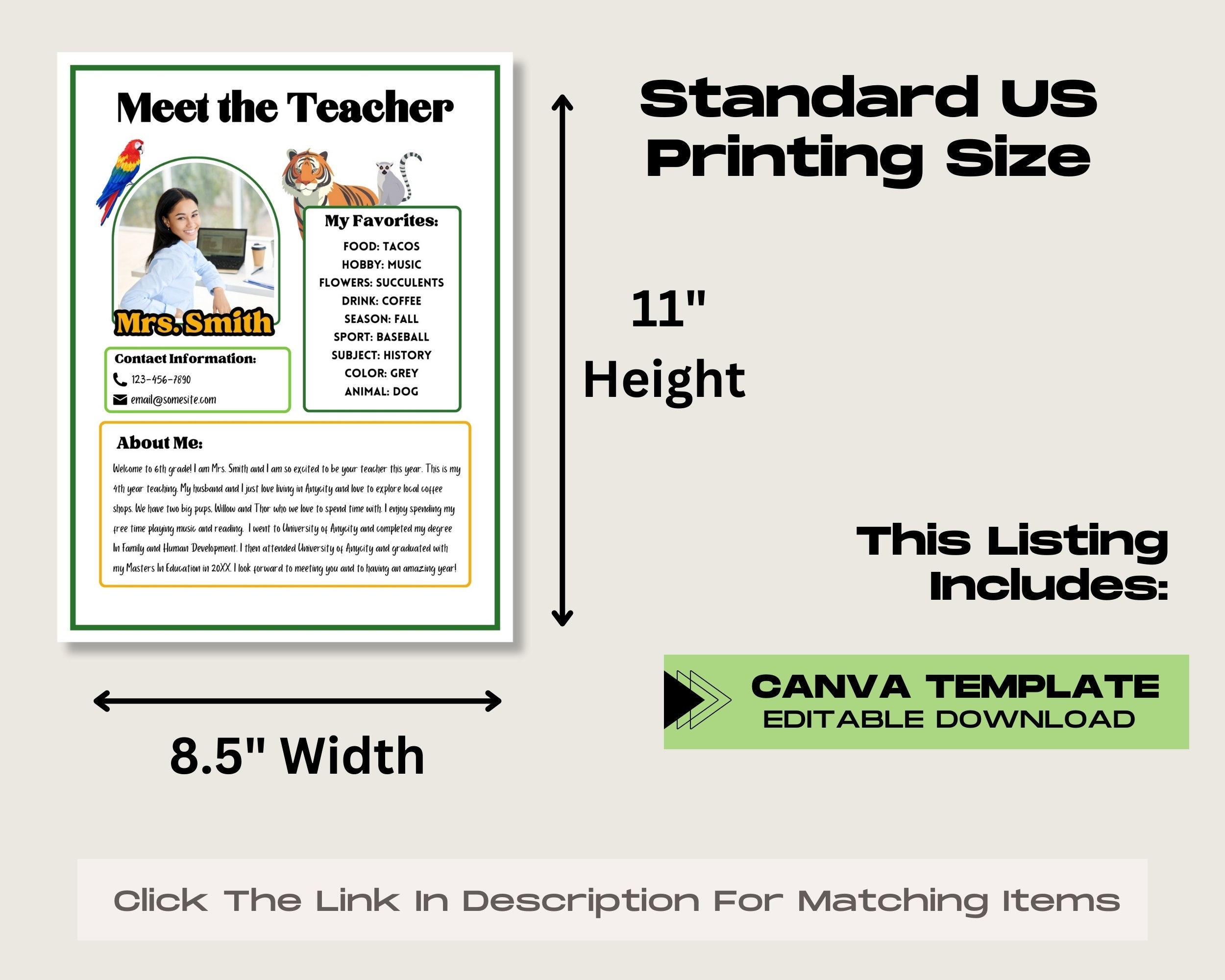 Jungle Meet the Teacher Printable, Editable Teacher Introduction ...